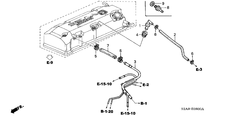 E-8 - BREATHER PIPE (-'05) - Honda S2000 S2000, Australia, 2001, 6MT ...