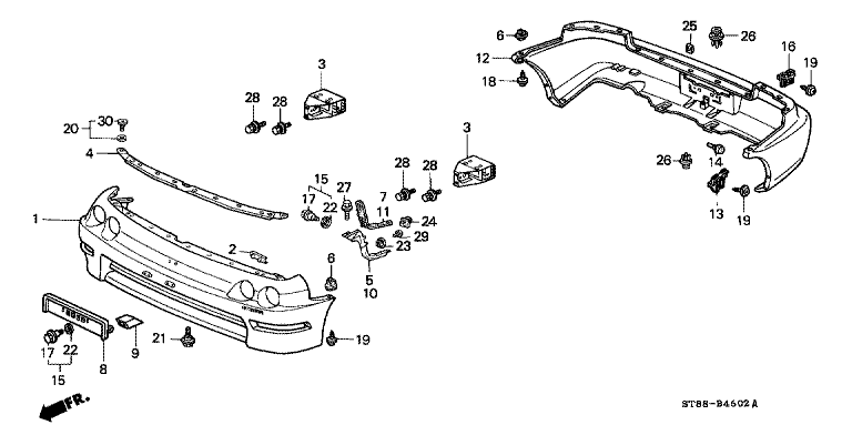 B-46-2 - BUMPERS ('98-) (KD/KT/KU) - Honda Integra GS-R, General (RH ...