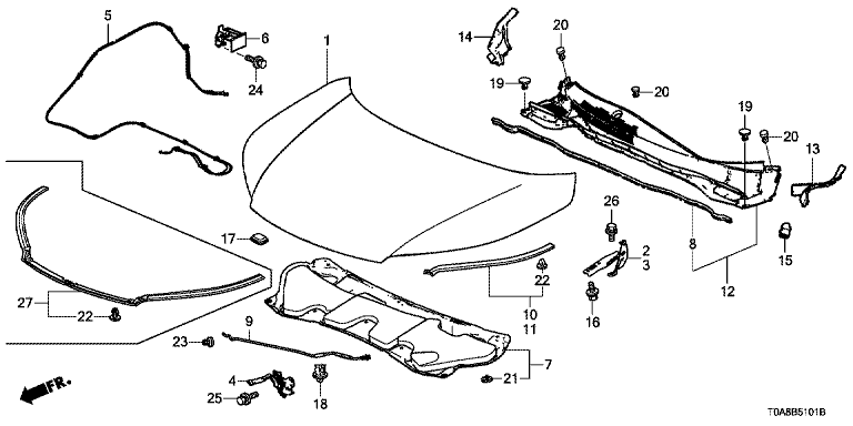 B-51-1 - ENGINE HOOD(RH) - Honda CR-V 24RVSI, General (RH), 2014, 5AT ...