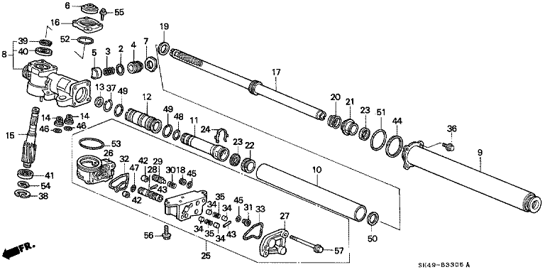 B-33-5 - POWER STEERING GEAR BOX COMPONENTS (RH) - Honda Civic LX-S ...