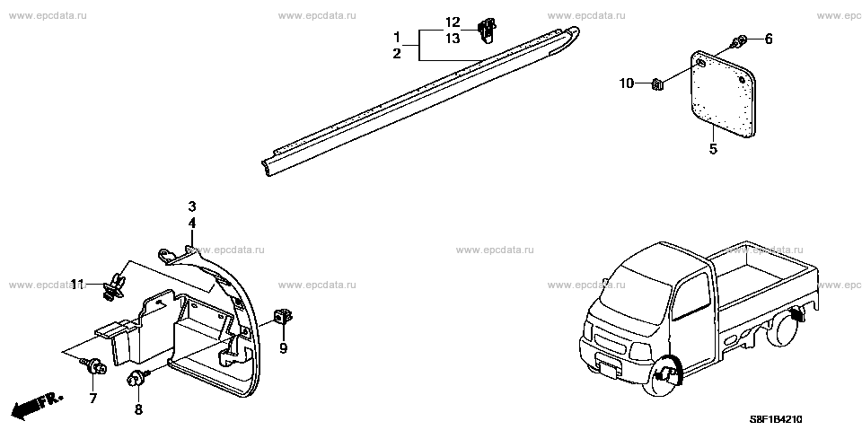 molding/mudguard for Honda Acty Truck UE-HA6, DUMP 9000001 - 9099999 ...
